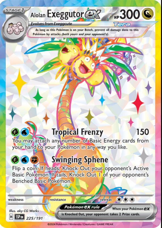 Alolan Exeggutor ex 2024 Scarlet & Violet: Surging Sparks #225/191 Ultra Rare (Full Art) Price ...